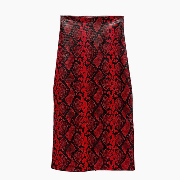 Commando | Skirts | 92 Commando Red Faux Leather Snake Skin Print ...